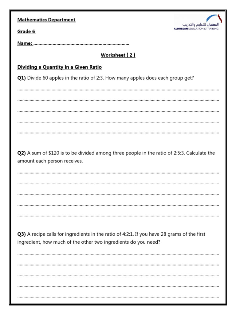 Worksheet 2 GR 6 With Answers | Download Free PDF | Mathematics ...