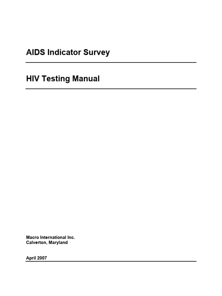 HIV Testing Manual | PDF | Survey Methodology | Hiv/Aids