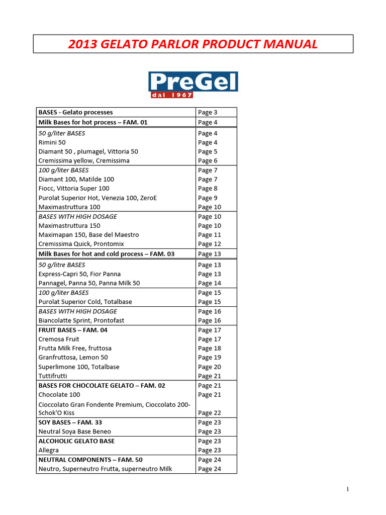 Manual Heladería Pregel | PDF | Milk | Cream