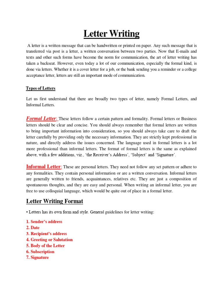 Official Letter Writing Format