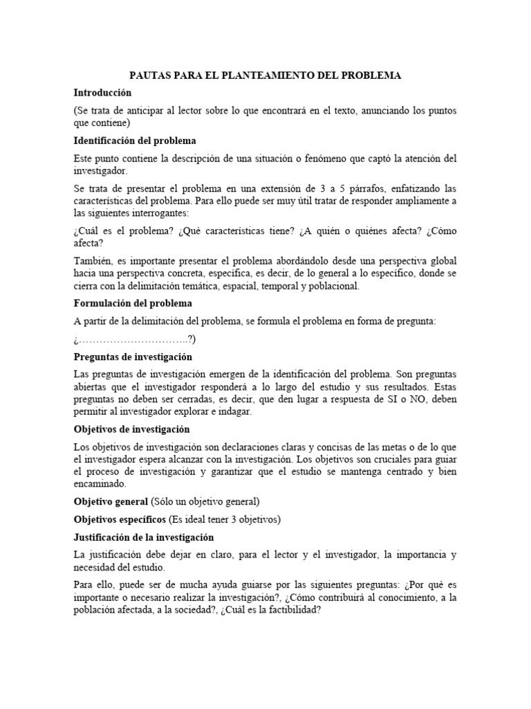 Guía para Plantear Problemas de Investigación | PDF
