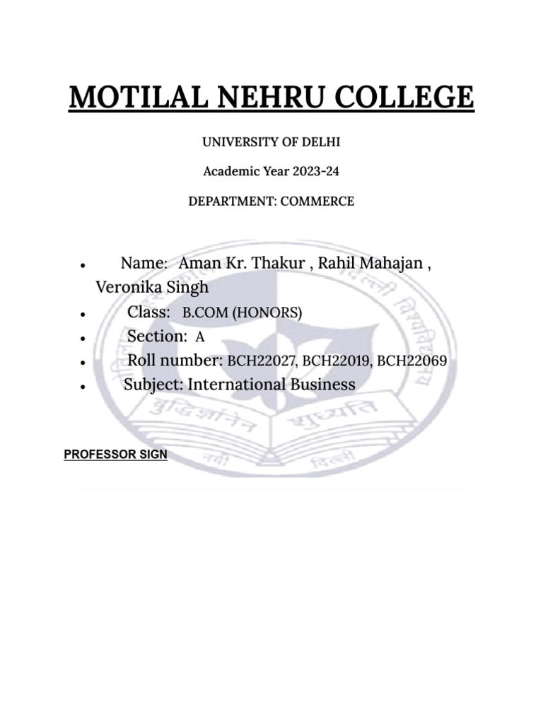 IB Project | PDF | Foreign Direct Investment | Mergers And Acquisitions