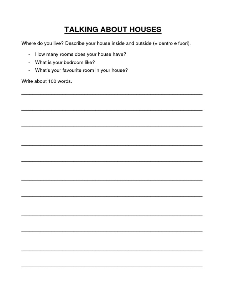 Talking About Houses - Writing Activity | PDF