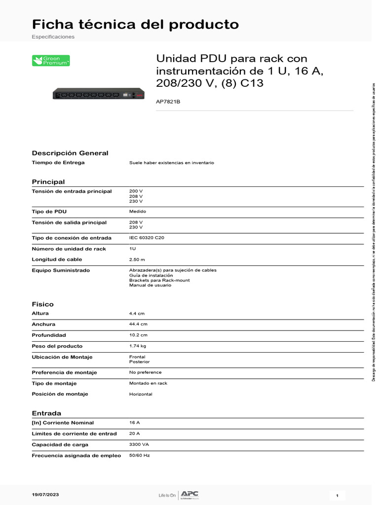 NetShelter Metered Rack PDUs - AP7821B | PDF