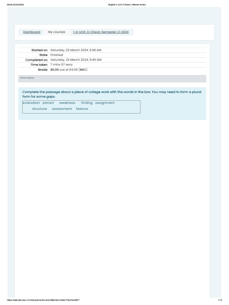 English 4 Unit 3 Check - Attempt Review | PDF | Human Communication | Linguistics