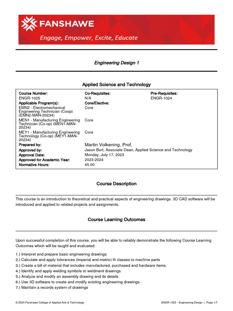 Engr 1025 | PDF | Engineering