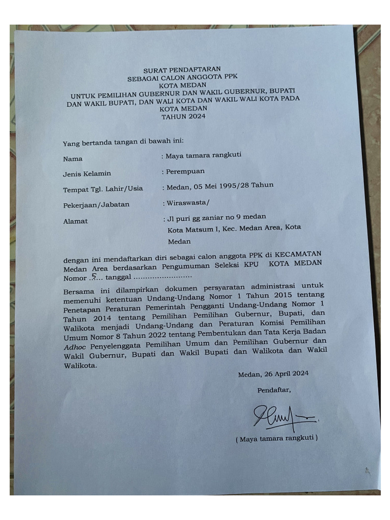 Surat Pendaftaran | PDF