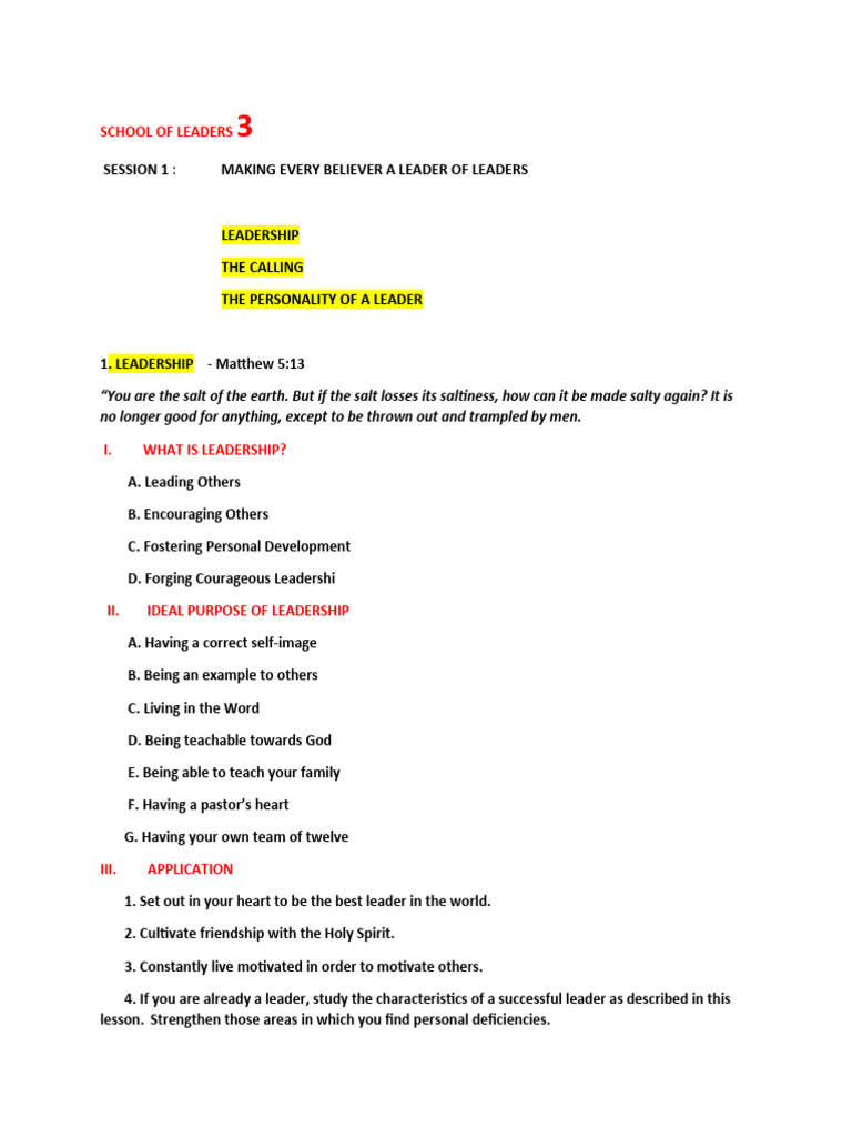 Leadership Development in Believers | PDF | Temperament | Fruit Of The ...
