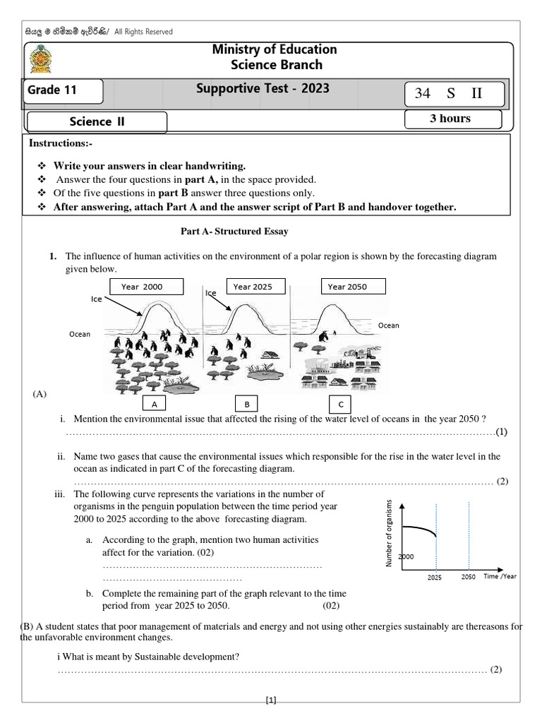 2023 Grade 11 model paper Eng part II 2024.04.03 | PDF | Sulfate ...