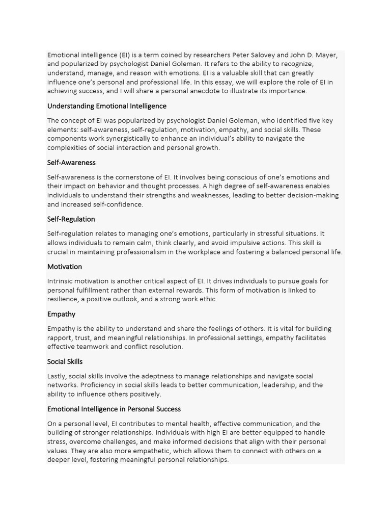 Emotional Intelligence Pdf Emotional Intelligence Motivation