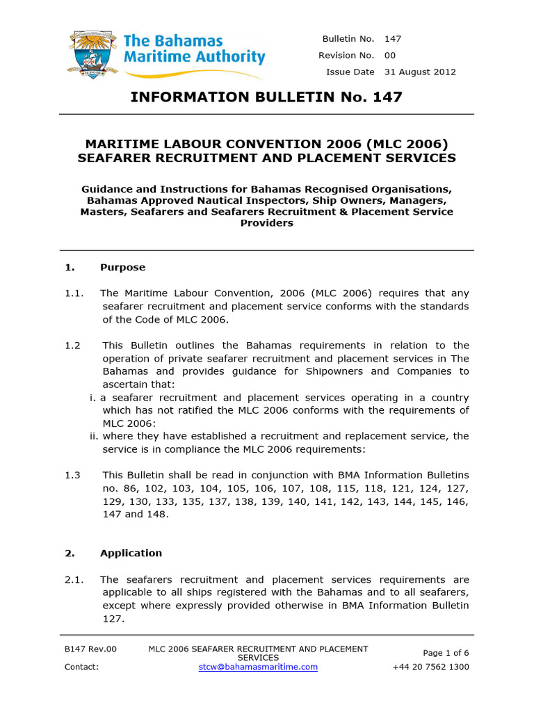 MLC 2006 Guidelines for SRPS in Bahamas | PDF | Employment | Justice