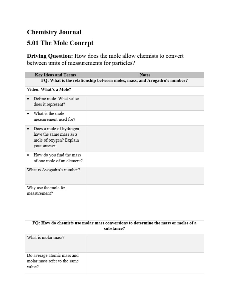 Understanding the Mole Concept in Chemistry | PDF
