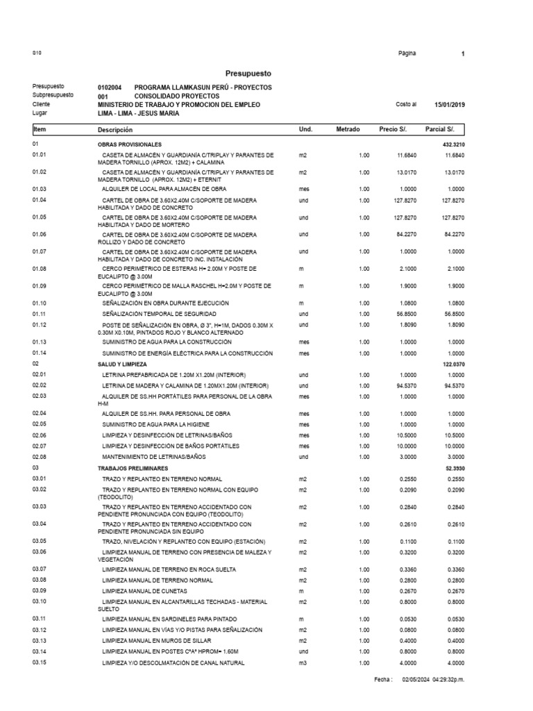 presupuestocliente | PDF | Albañilería | Materiales
