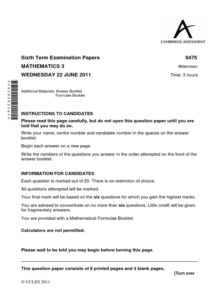 2011 STEP 3 | PDF | Equations | Polynomial