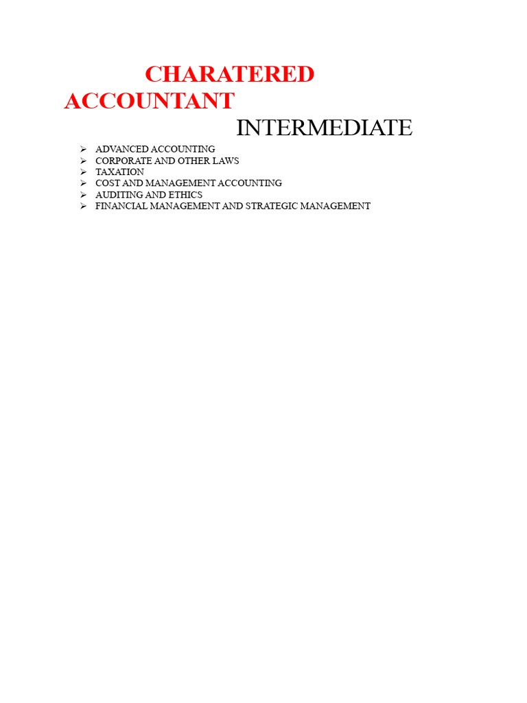 Chartered Accountant Course Topics | PDF