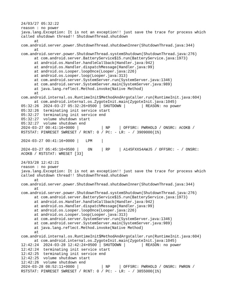 Power Off Reset Reason | PDF | Java (Programming Language) | Computer Engineering