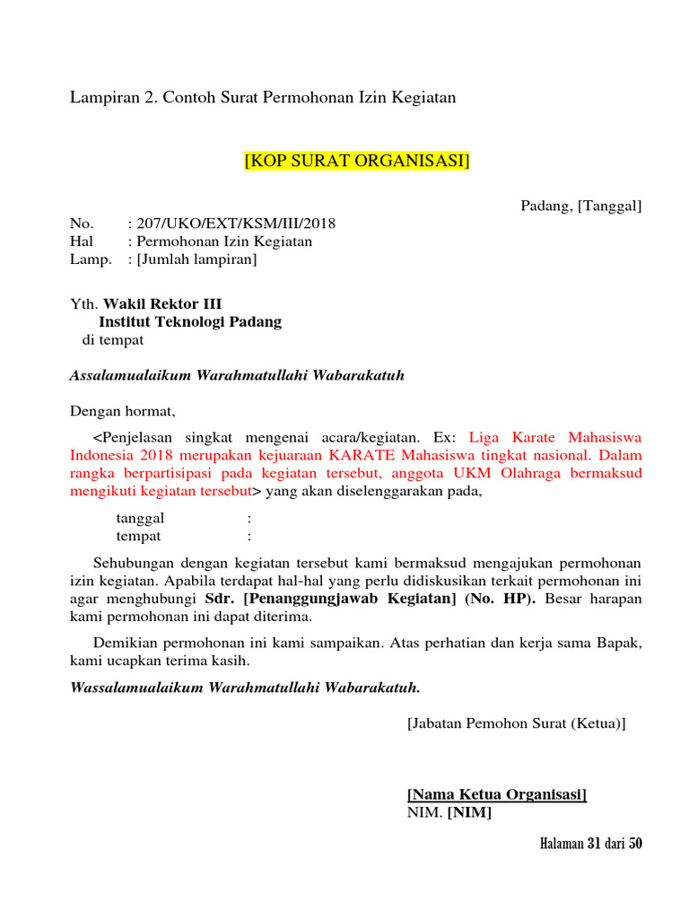 Format Surat Kegiatan Pdf