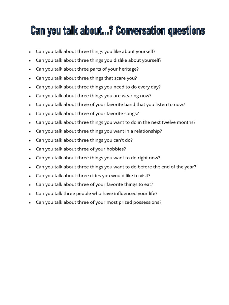 Can You Talk About Conversation Questions | PDF