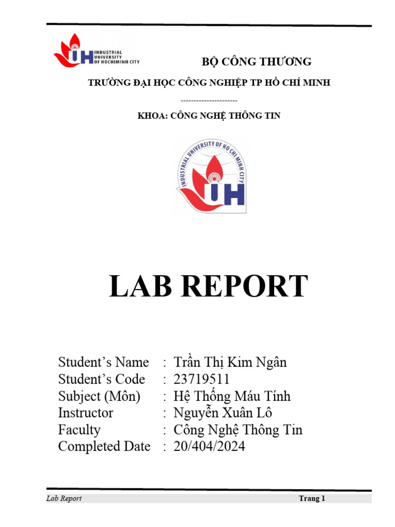 LAB8 REPORT 23719511 TRẦNTHIKIMNGAN | PDF