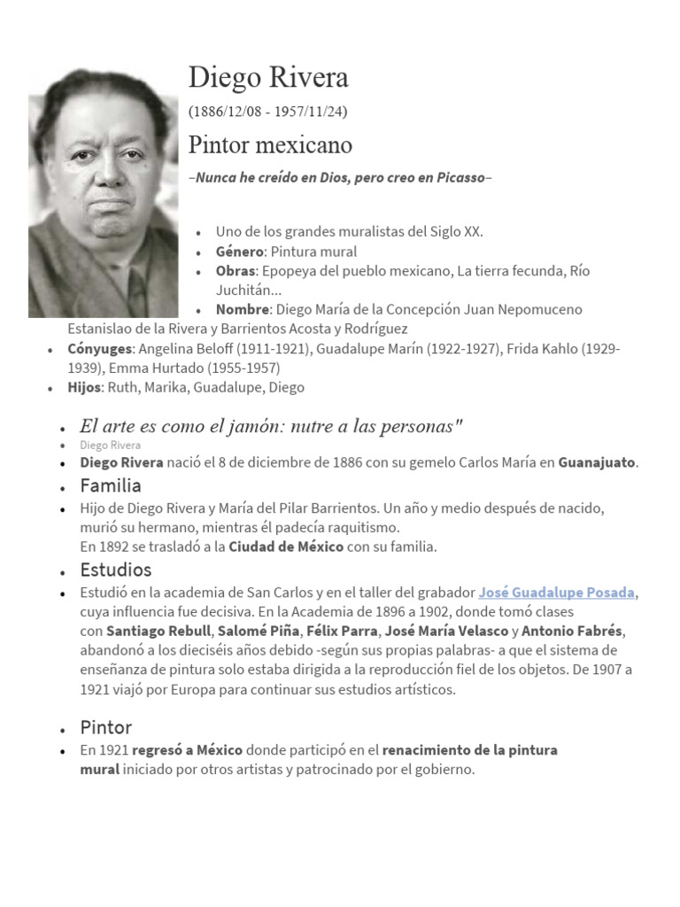Diego Rivera Actividades | PDF