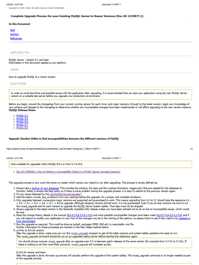 Ref - 1 - Document 1319877.1 | PDF | My Sql | Databases