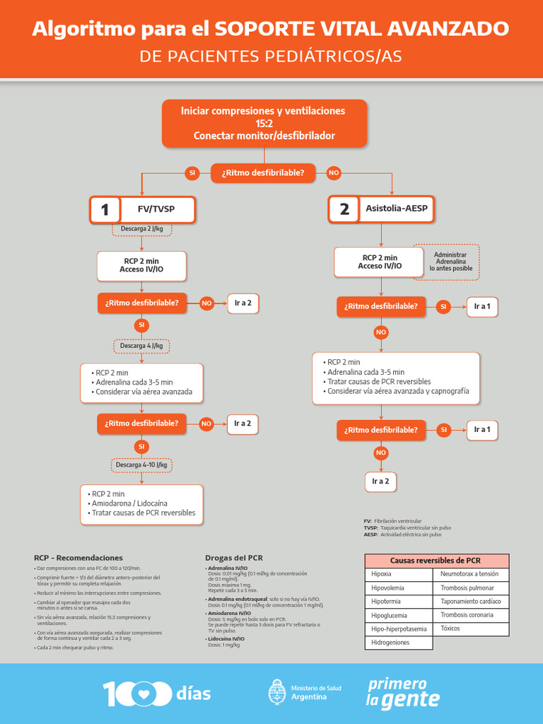 Algoritmo Soporte Vital Avanzado Pediatrico | Descargar gratis PDF | Reanimación cardiopulmonar ...