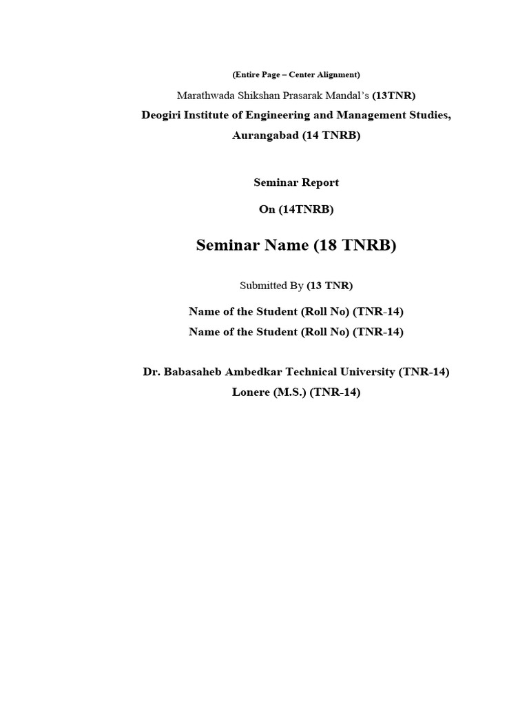 Seminar II Report FormaT | PDF | Engineering | Computing
