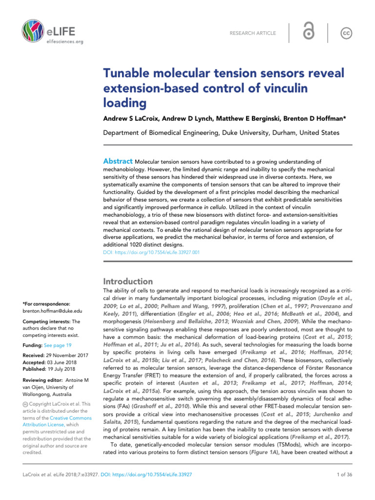 LaCroix et al. - 2018 - Tunable molecular tension sensors reveal ...