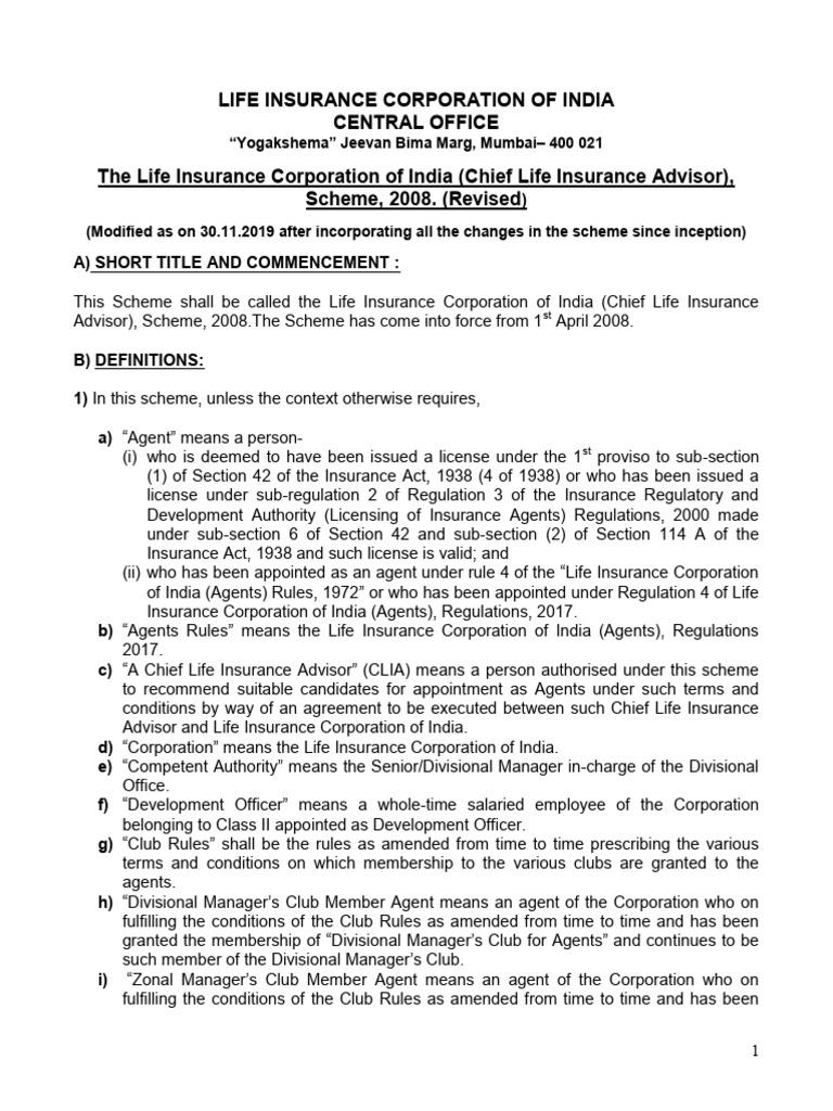 CLIA Scheme Overview for LIC Agents | PDF | Insurance | Life Insurance