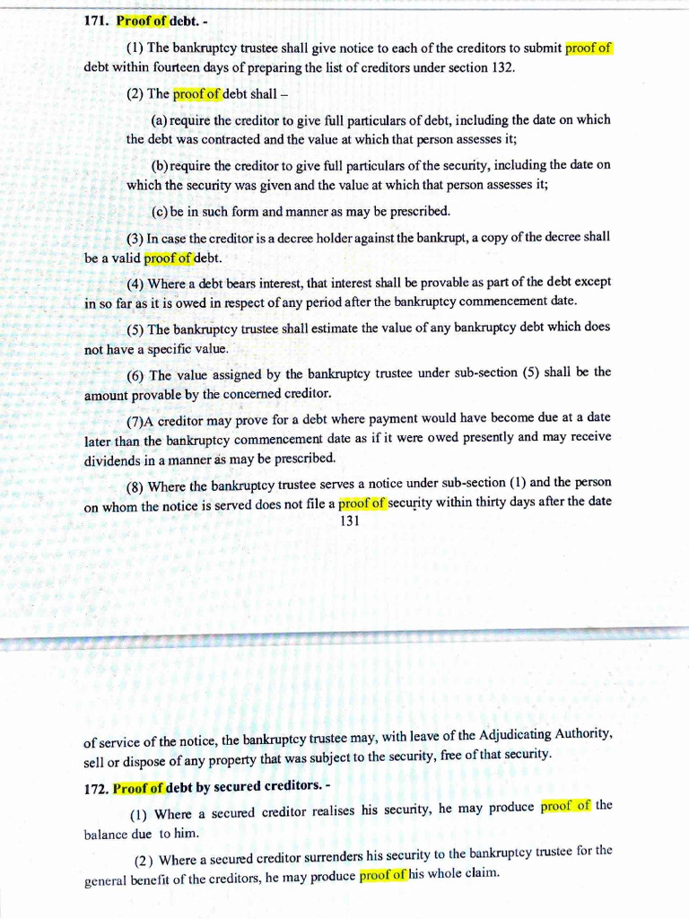 Proof of Debt | PDF