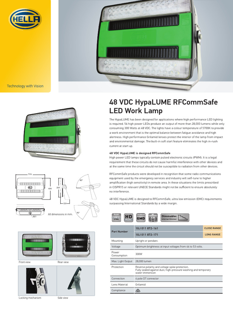 48 VDC HypaLUME LED Work Lamp Overview | PDF | Light Emitting Diode ...