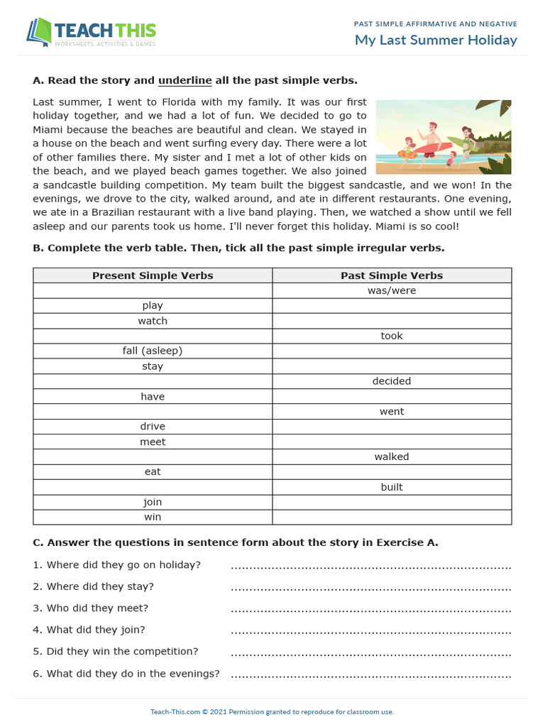 My Last Summer Holiday | PDF | Linguistic Morphology | Grammar