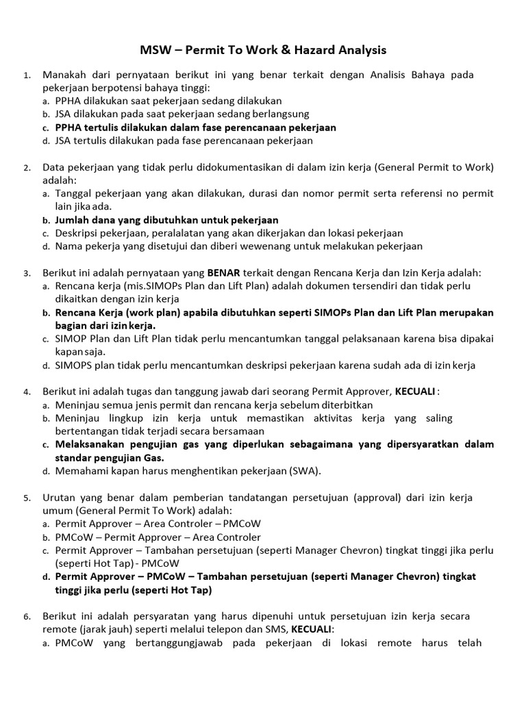 MSW - PTW Hazard Analysis | PDF