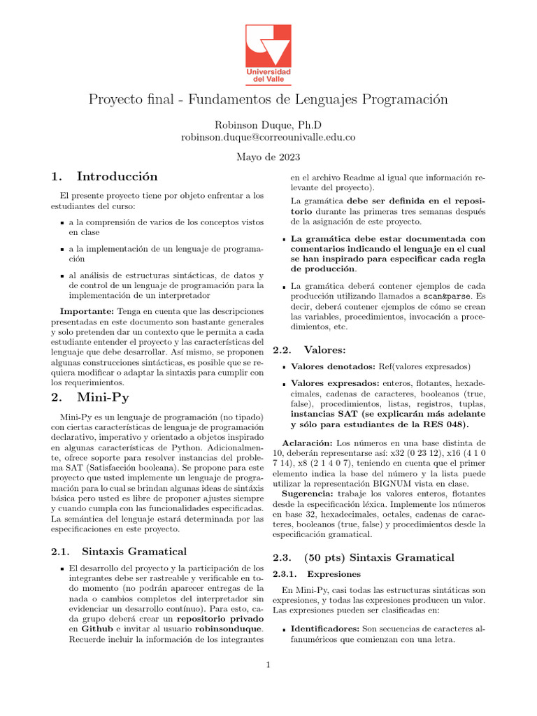 Proyecto Final | PDF | Lenguaje de programación | Python (lenguaje de programación)