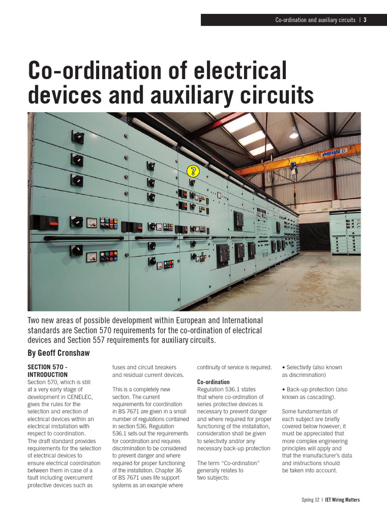 Co Ordination of Electrical Devices and Auxiliary Circuits | PDF ...