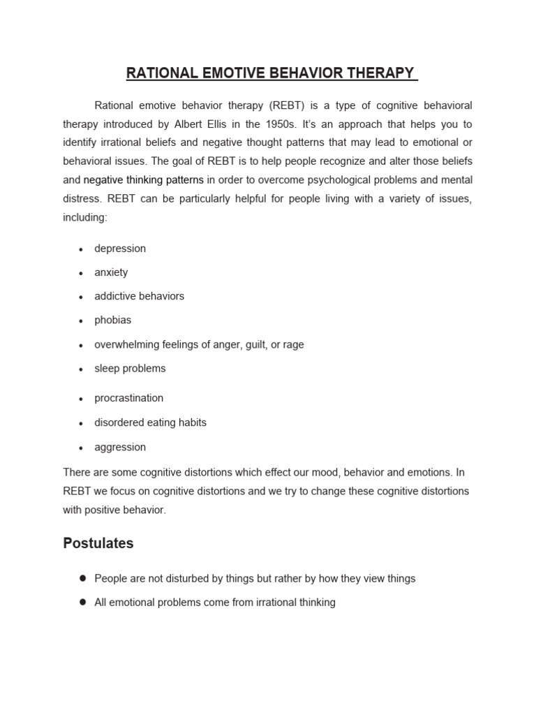 REBT | Download Free PDF | Rational Emotive Behavior Therapy | Mental ...
