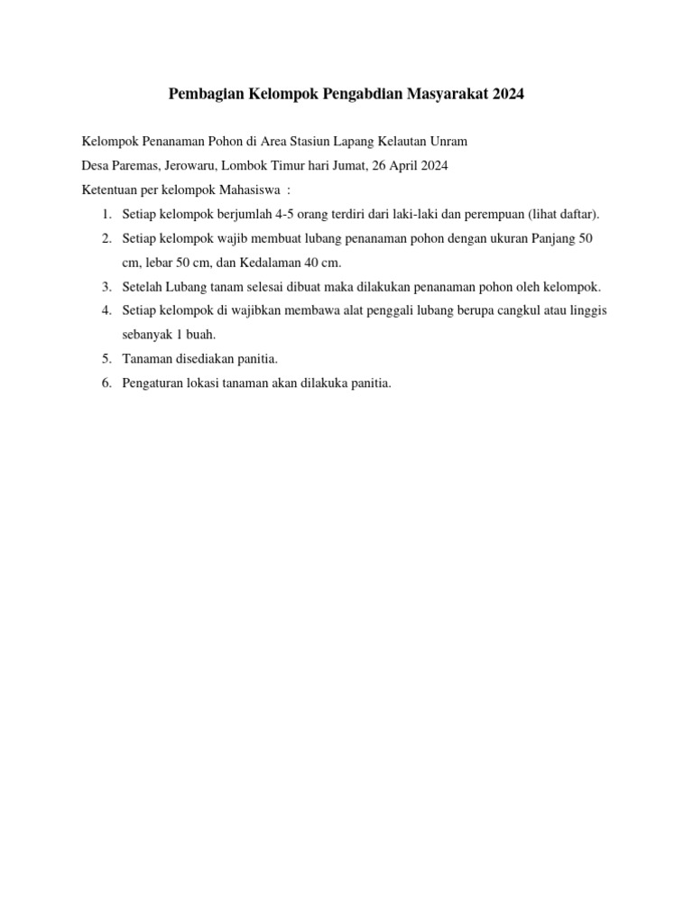 Kelompok Pengabdian Masyarakat 2024 Paremas | PDF