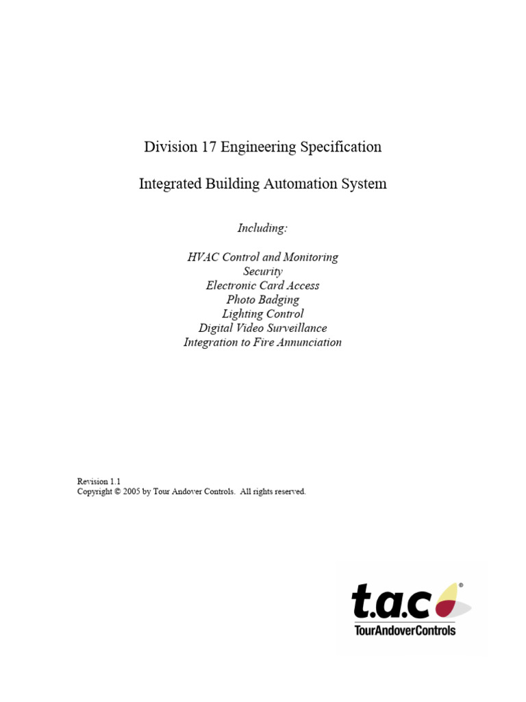 BACnet-Based Integrated BAS - Andover Continuum Guide Spec v1.1 | PDF ...