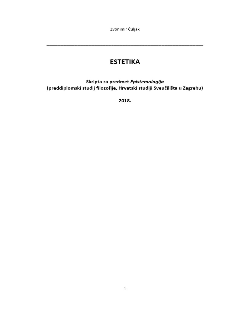 Estetika, Skripta, 2018 | PDF