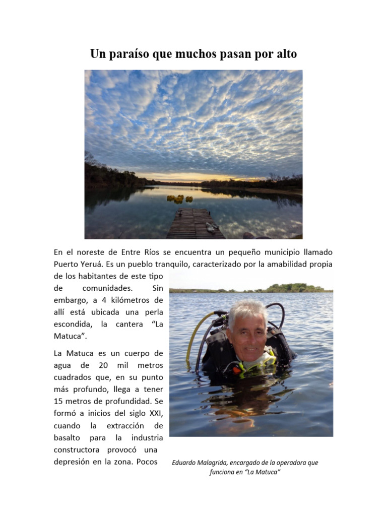 Descubre La Matuca en Puerto Yeruá | PDF