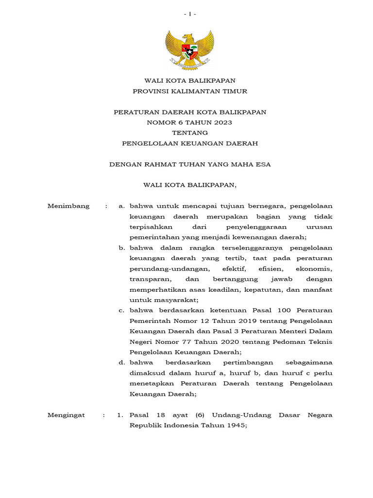 Perda Nomor 6 Tahun 2023 | PDF
