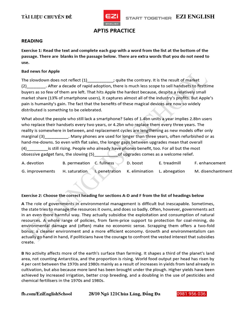 Đề Reading Aptis 4 | PDF | Agriculture | Subsidy