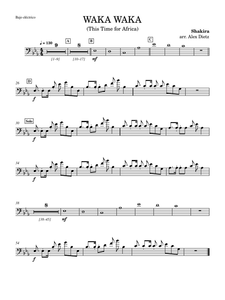 Waka - Waka (Avance) - Bass | PDF | Spanish Music | Songs Written