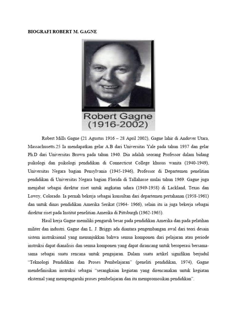Biografi dan Teori Pendidikan Gagne-Dewey | PDF
