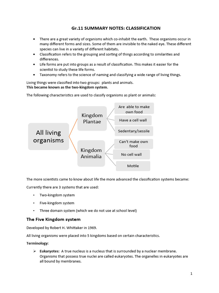 Classification Notes | PDF | Biology | Organisms