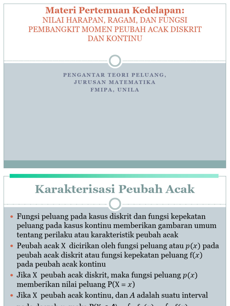 Materi Nilai Harapan, Ragam, Dan FPM | PDF | Metode & Bahan Ajar