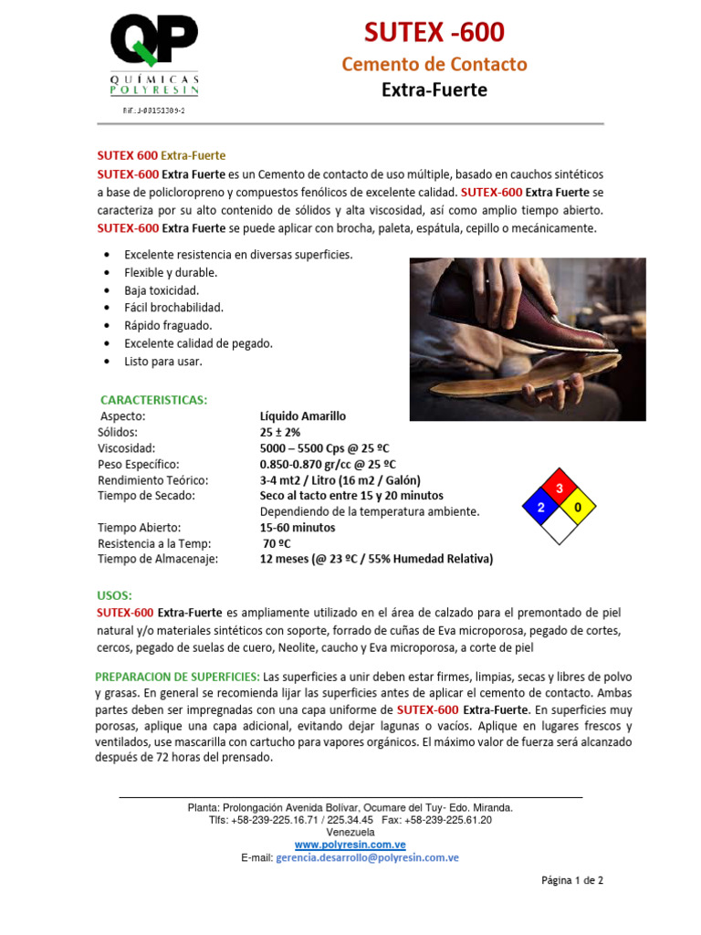 Boltín Técnico Cemento de Contacto SUTEX 600 | PDF | Cemento