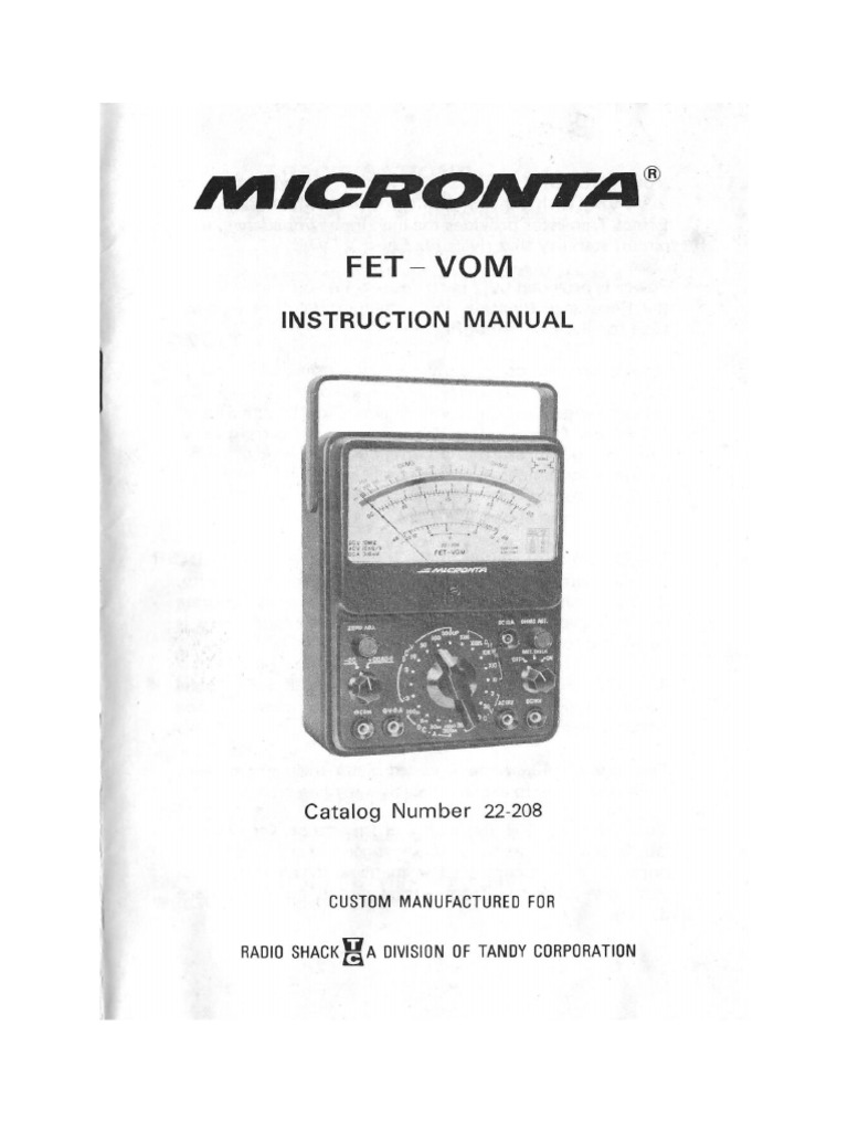Micronta 22-208 FET VOM User Manual | PDF