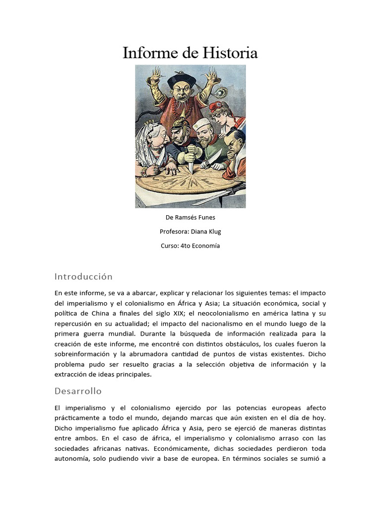 Informe de Historia | PDF | Colonialismo | Imperialismo