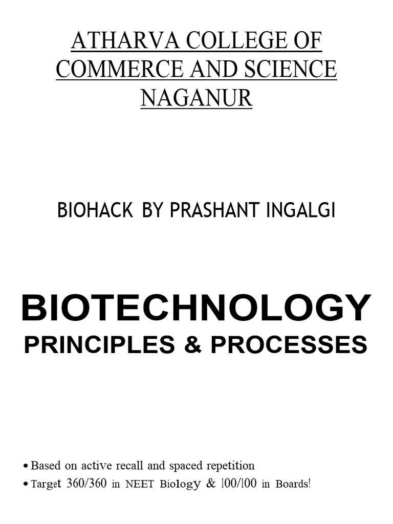 Biotechnology Principles & Processes Biohack Questions Only | PDF ...